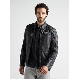 Lederjacke JCC "3102171", Herren, Gr. 48, schwarz (vintage schwarz), Obermaterial: 100% Leder, Lamm / Lining 50% Polyester / 50% Baumwolle / Ärmelfutter: 100% Polyester, Jacken