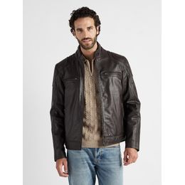Bikerjacke JCC "31020350", Herren, Gr. 48, braun (schwarz braun), Obermaterial: 100% Leder Lamm; Futter: 100% Polyester; Wattierung: 100% Polyester; Ärmelfutter: 100% Polyester, Jacken