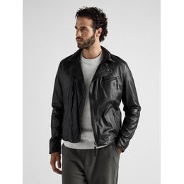 Bikerjacke JCC "8001", Herren, Gr. S, schwarz, Obermaterial: 100% Lammleder; Futter: 100% Polyester; Wattierung: 100% Polyester, Jacken