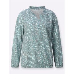 WITT Damen Langarmshirt im Material-Mix, ozean-ecru-bedruckt, Gr&ouml;&szlig;e 52