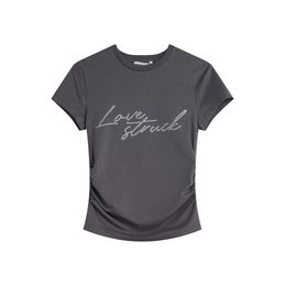 Bershka T-Shirt Damen Gr&ouml;&szlig;e M anthrazit / silber
