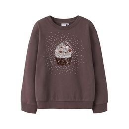 name it Sweatshirt 'NKFNUASA' M&auml;dchen Gr&ouml;&szlig;e 134/140 braun / aubergine / silber