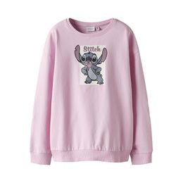 name it Sweatshirt 'Stitch' M&auml;dchen Gr&ouml;&szlig;e 116 rauchblau / mauve / rosa / offwhite