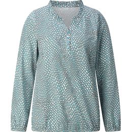 CR&Eacute;ATION L Damen Langarmshirt im Material-Mix ozean-ecru-bedruckt Gr&ouml;&szlig;e 40