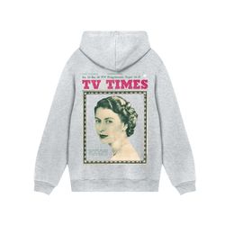 F4NT4STIC Sweatshirt 'TV Times Queen Elizabeth II 1957 Cover' male Grey size XS