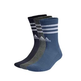 adidas Performance Athletic Socks '3-Stripes Cushioned Crew 3 Pairs' male Blue, Grey, Black size XS