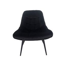 Salesfever Relaxsessel XXL modern mit Metallbeinen in Schwarz und Samtbezug in Schwarz | Gr.: onesize