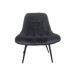 Salesfever Relaxsessel XXL modern mit Metallbeinen in Schwarz und Samtbezug in Grau | Gr.: onesize