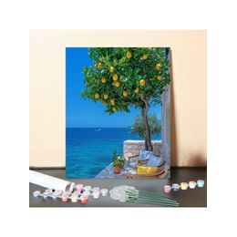 ARTNANAS DIY Malen nach Zahlen Set-"Lemonen am Meer" | Gr.: 30x40cm mit Keilrahmen nicht ges