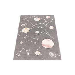 KADIMA DESIGN Kinderteppich Weltraum Kinderzimmer in Grau | Gr.: 133 x 133 cm
