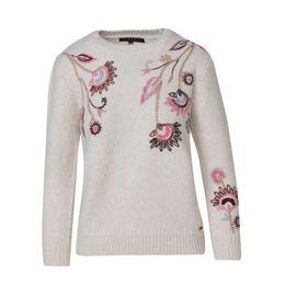 KOROSHI Women's sweater embroidered floral knit in wei&szlig; | Gr.: M