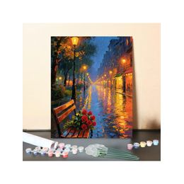 ARTNANAS DIY Malen nach Zahlen Set-"Regenromantik" | Gr.: 40x50cm mit Keilrahmen nicht ges