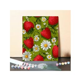 ARTNANAS DIY Malen nach Zahlen Set-"Erdbeerwiese" | Gr.: 40x50cm mit Keilrahmen nicht ges