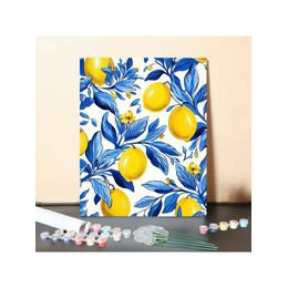 ARTNANAS DIY Malen nach Zahlen Set-"Zitronenzauber" | Gr.: 30x40cm mit Keilrahmen nicht ges