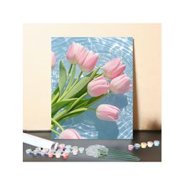 ARTNANAS DIY Malen nach Zahlen Set-"Tulpen im Wasserlicht" | Gr.: 30x40 mit Rahmen