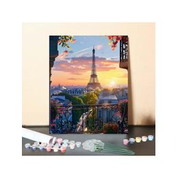 ARTNANAS DIY Malen nach Zahlen Set-"Parisromantik" | Gr.: 40x50 mit Rahmen