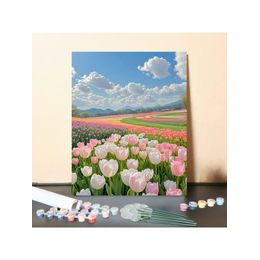 ARTNANAS DIY Malen nach Zahlen Set-"Tulpenmeer" | Gr.: 40x50cm mit Keilrahmen nicht ges