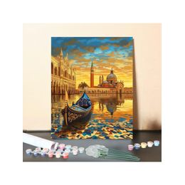 ARTNANAS DIY Malen nach Zahlen Set-"Venedig im Abendlicht" | Gr.: 40x50cm mit Keilrahmen nicht ges