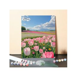ARTNANAS DIY Malen nach Zahlen Set-"Fr&uuml;hlingsfelder" | Gr.: 30x40cm mit Keilrahmen nicht ges