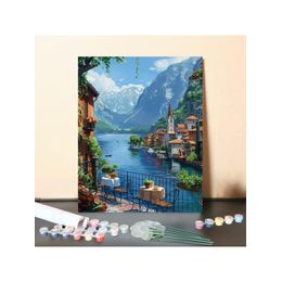 ARTNANAS DIY Malen nach Zahlen Set-"Am Seeufer" | Gr.: 30x40cm mit Keilrahmen nicht ges