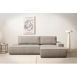 Ecksofa Home Affaire, B:275cm H:85cm T:167cmgreige, 100% Polyester, Wohnzimmer, Sofas, "SHERWOOD, Schlafsofa in L-Form offen (275cm), Cord,