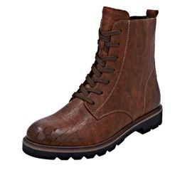 Remonte Damen Schn&uuml;rstiefelette "Elisabeth Hurley-Collection", Gr. 43nuss, Leder, Reptilienpr&auml;gung, Schuhe, Schn&uuml;rboots, Klassik-Stiefelette mit