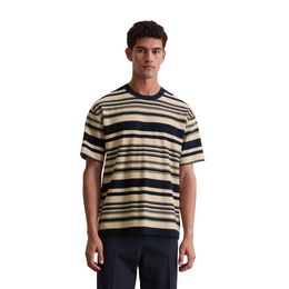 Marc O'Polo T-Shirt MARC O'POLO "aus reiner Bio-Baumwolle", Herren, Gr. M, bunt (multi, pure cashmere), Obermaterial: 100% Baumwolle, gestreift, Basic, relaxed fit, Rundhals, Shirts