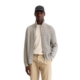 Marc O'Polo Cardigan MARC O'POLO "aus Baumwoll-Schurwoll-Mix", Herren, Gr. M, light beige, Obermaterial: 68% Baumwolle, 17% Schurwolle, 8% Polyamid, 7% Polyester, unifarben, regular fit, Rundhals, Strickb&uuml;ndchen, Strickjacken