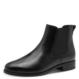 Tamaris Damen Chelseaboots, Gr. 40schwarz, Leder, Schuhe, Blockabsatz, Basic, Stiefelette mit Antik Finish