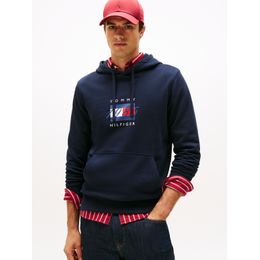 Kapuzensweatshirt Tommy Hilfiger "LINEAR FLAG GRAPHIC", Herren, Gr. L, desert sky, Sweatware, Obermaterial: 100% Baumwolle, regular fit, Rippstrickbündchen, Sweatshirts, Regular Fit, Hoodie, Kapuze mit Tunnelzug