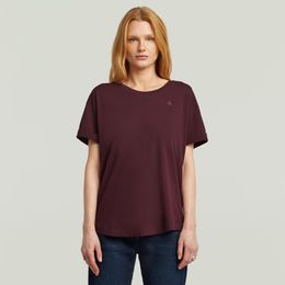 G-Star Raw T-Shirt G-STAR "Rolled up", Damen, Gr. XS (34), maroon, Jersey, Obermaterial: 100% Baumwolle, unifarben, loose fit, Rundhals, Umschlagbund, Shirts T-Shirt, mit umgeschlagenen &Auml;rmeln