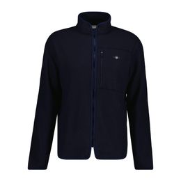 Fleecejacke Gant "MICRO FLEECE", Herren, Gr. L, evening blau, Web, Obermaterial: 100% Polyester, Casual, normal, Jacken, Stehkragen, regular fit