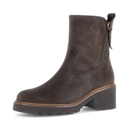 Gabor Damen Stiefelette "TUNIS", Gr. 39dunkelbraun, Veloursleder, unifarben, Schuhe, Blockabsatz, Herbstboots mit Zierrei&szlig;verschluss au&szlig;en, G-Weite