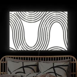 LED-Wechselbild Geometrische Wellen Schwarz Wei&szlig; II
