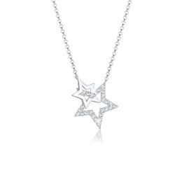 Elli Collierkettchen »Stern Weiß 925 Sterling Silber, mit Kristallen von Swarovski « Silber 45 Halschmuck für Damen im Astro-Design