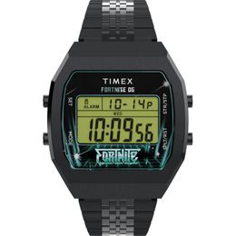Timex Chronograph »x FORTNITE T80« Quarzuhr, Armbanduhr, Herrenuhr, Edelstahlarmband, Stoppfunktion, digital schwarz Chronograph für Herren