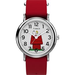 Timex Quarzuhr »x PEANUTS WEEKENDER« Armbanduhr, Damenuhr, Textilarmband, analog rot Armbanduhr für Damen