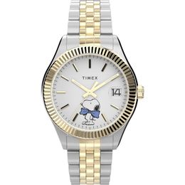 Timex Damen Quarzuhr &raquo;TMEX x PEANUTS Timex LEGACY&laquo; Armbanduhr, Damenuhr, Edelstahlarmband, Datum, Leuchtzeiger silber