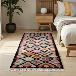 Hanse Home Teppich »Kelim Zara« rechteckig 3 mm Höhe Wolle, Baumwolle, Natur, Handgewebt, orientalisch, Boho, traditionell Schwarz Multifarben...