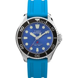 Timex Quarzuhr »DEEP WATER MERIDIAN 38 mm« Armbanduhr, Damenuhr, Leuchtzeiger, Kautschukarmband türkisfarben Armbanduhr für Damen