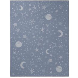 Biederlack Babydecke &raquo;Babydecke Universe&laquo; 75 x 100, mit kurzen Fransen blau Schurwolle