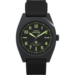 Timex Quarzuhr »CAPSTONE« Armbanduhr, Herrenuhr, Silikonarmband, Datum, Leuchtzeiger schwarz Armbanduhr für Herren