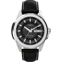 Timex Quarzuhr &raquo;ESSEX&laquo; Armbanduhr, Herrenuhr, Lederarmband, Datum, Leuchtzeiger schwarz Armbanduhr f&uuml;r Herren