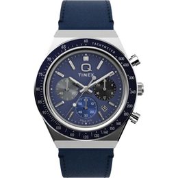 Timex Damen Chronograph &raquo;DIVER INSPIRED&laquo; Quarzuhr, Armbanduhr, Damenuhr, Lederarmband,Stoppfunktion,Datum blau