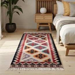 Hanse Home Teppich »Kelim Kian« rechteckig 3 mm Höhe Wolle, Baumwolle, Natur, Handgewebt, orientalisch, Boho, traditionell Creme Multifarben...