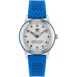 adidas originals Quarzuhr »CODE THREE« Armbanduhr, Damenuhr, Herrenuhr, Silikonarmband blau Moderne Damenarmbanduhr
