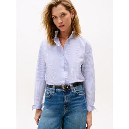 Tommy Hilfiger Rüschenbluse »POPLIN RUFFLE SHIRT« mit Rüschen Detail Hugh Stp/ Blue 40 40 Bluse von Tommy Hilfiger Womanswear