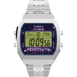 Timex Chronograph »x FORTNITE T80« Quarzuhr, Armbanduhr, Herrenuhr, Edelstahlarmband, Stoppfunktion, digital edelstahlfarben Chronograph für Herren