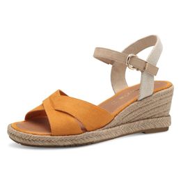 Tamaris Keilsandalette, Riemchensandale, Sommerschuh mit modischer Kreuzbandage orange kombiniert 39 39 Trendige Sandalette mit Klettverschluss...