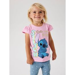 name it T-Shirt »NMFFOLLY – Shirt mit Puffärmeln und Glitzer-Stitch-Motiv« unifarben, casual, regular fit, Jersey, Rundhals Pink Frosting (blank)...